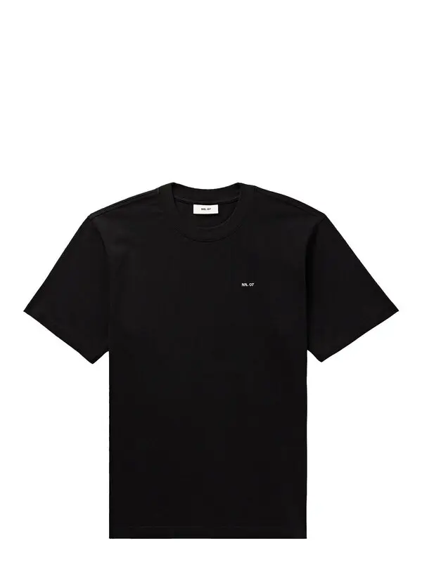 Nn07 Adam 3209 Logo-embroidered Pima Cotton-jersey T-shirt - Black