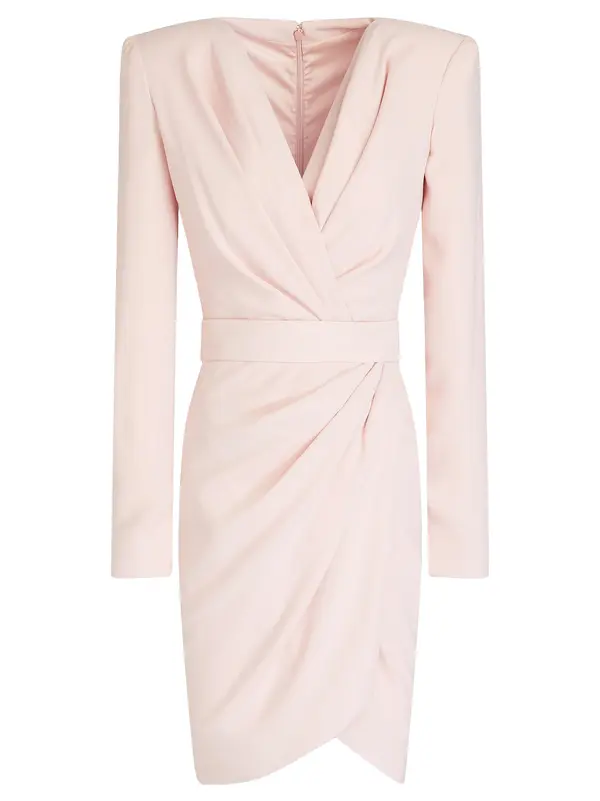 RHEA COSTA Wrap-effect Crepe Mini Dress - Blush