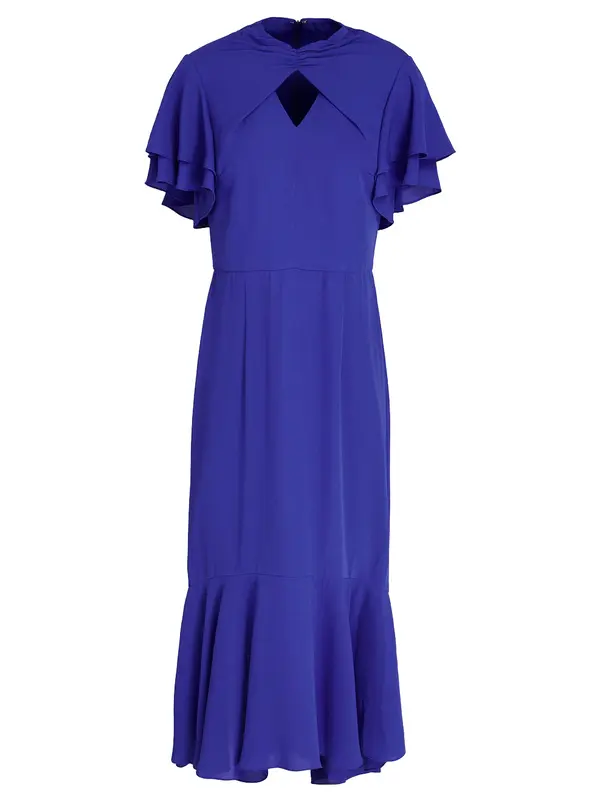 MIKAEL AGHAL Fluted Cutout Midi Dress - Royal Blue