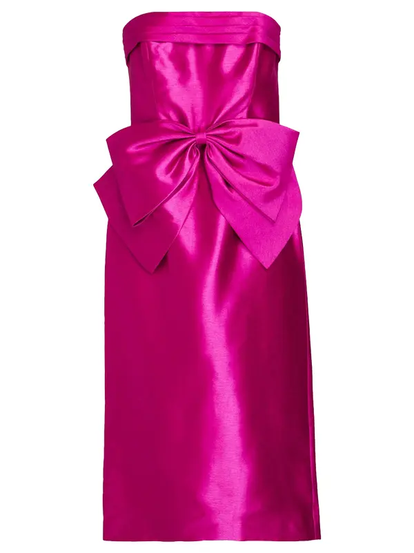 Zac Posen Strapless Bow-detailed Duchess-satin Midi Dress - Magenta