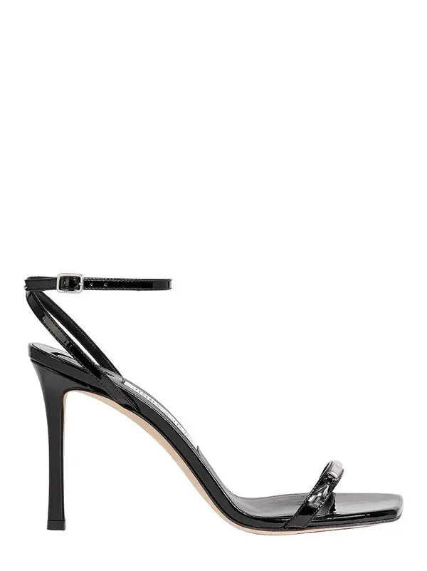 JIMMY CHOO Jaxon 95 Embellished Patent-leather Sandals - Black