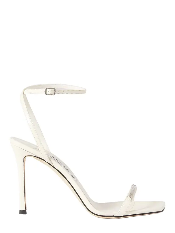 JIMMY CHOO Jaxon 95 Patent-leather Sandals - Off-white