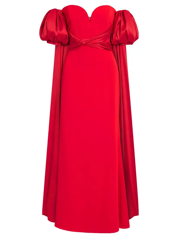 Badgley Mischka Off-the-shoulder Draped Gown - Red