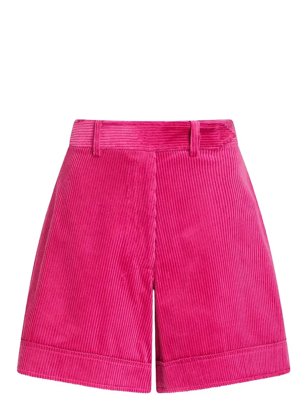 Oscar De La Renta Cotton-corduroy High-rise Shorts - Fuchsia