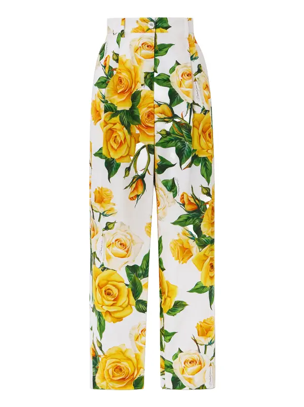 Dolce & Gabbana Floral-print Straight-leg Pants - Yellow
