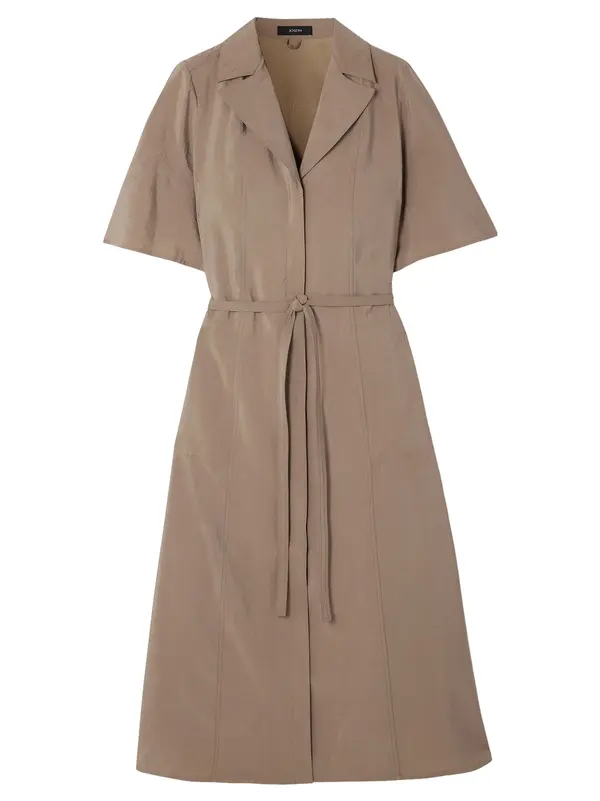 JOSEPH Dareau Silk-blend Twill Midi Shirt Dress - Brown