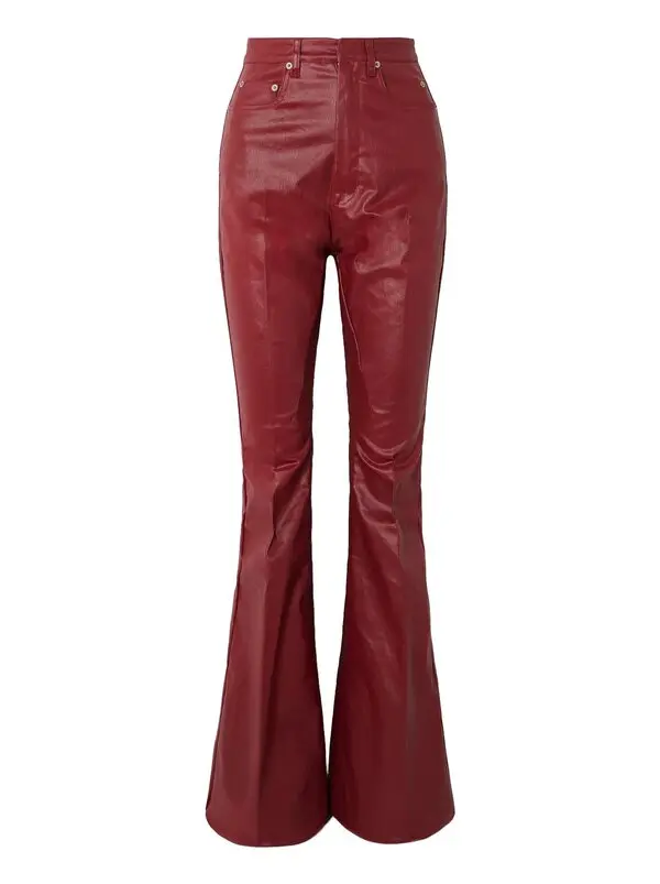 Rick Owens Bolan Coated Cotton-blend Flare Pants - Red