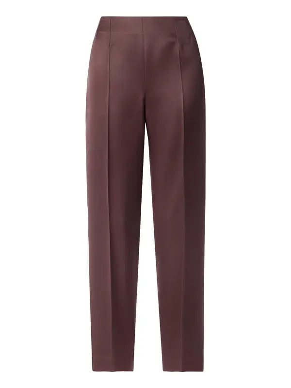 Gabriela Hearst Masto Organic Wool And Silk-blend Satin Tapered Trousers - Burgundy