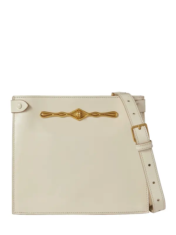 METIER Fernando Jorge Stowaway Embellished Glossed-leather Shoulder Bag - White