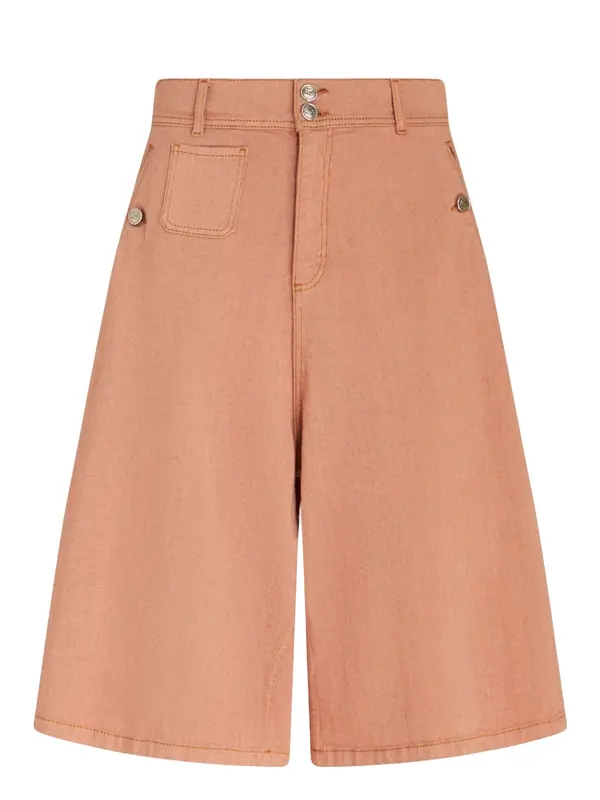 Etro Wide-leg Denim Shorts - Orange