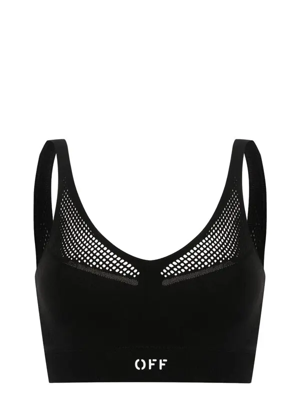Off-White Seamless Mesh Bra - Black