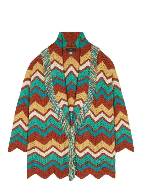 Alanui Kaleidoscopic Chevron Knit Cardigan - Red