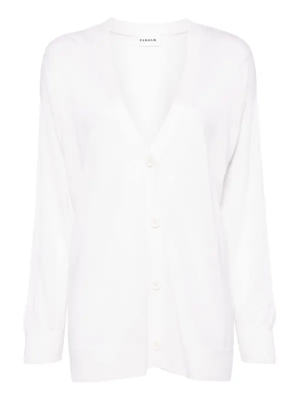P.a.r.o.s.h V-neck Rib-trim Cardigan - White
