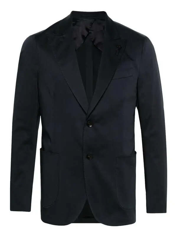 LARDINI Single-breasted Cotton Blazer - Blue