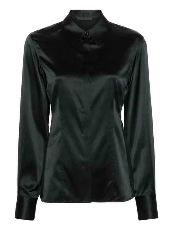 Helmut Lang Seamed Slash Silk Shirt - Black