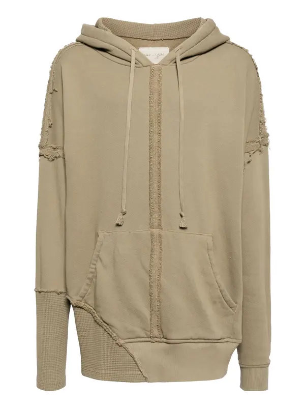 GREG LAUREN Distressed Cotton Hoodie - Brown