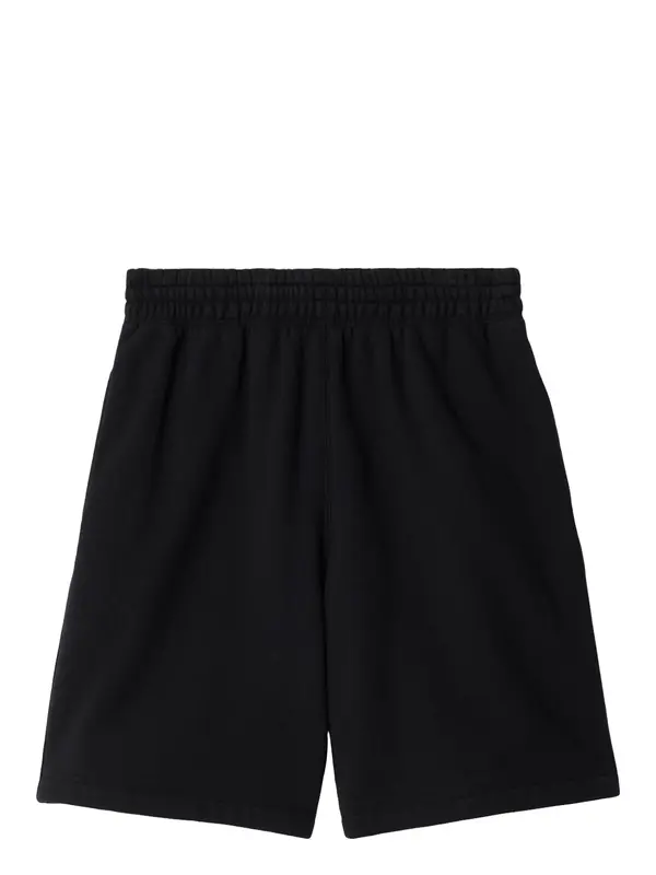 Burberry Equestrian Knight-motif Cotton Shorts - Black