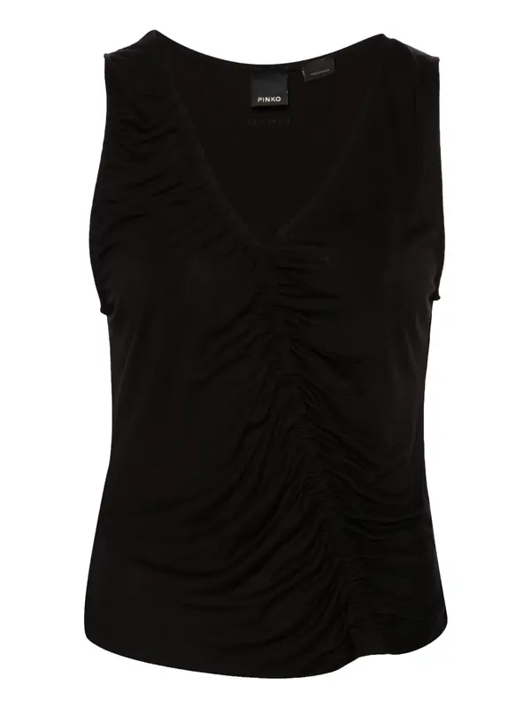 Pinko Gathered Sleeveless Tank Top - Black