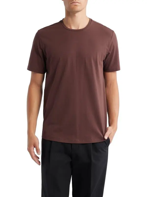 OPEN EDIT Crewneck Stretch Cotton T-shirt - Brown Puce