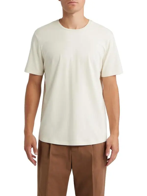 OPEN EDIT Crewneck Stretch Cotton T-shirt - Ivory Dove