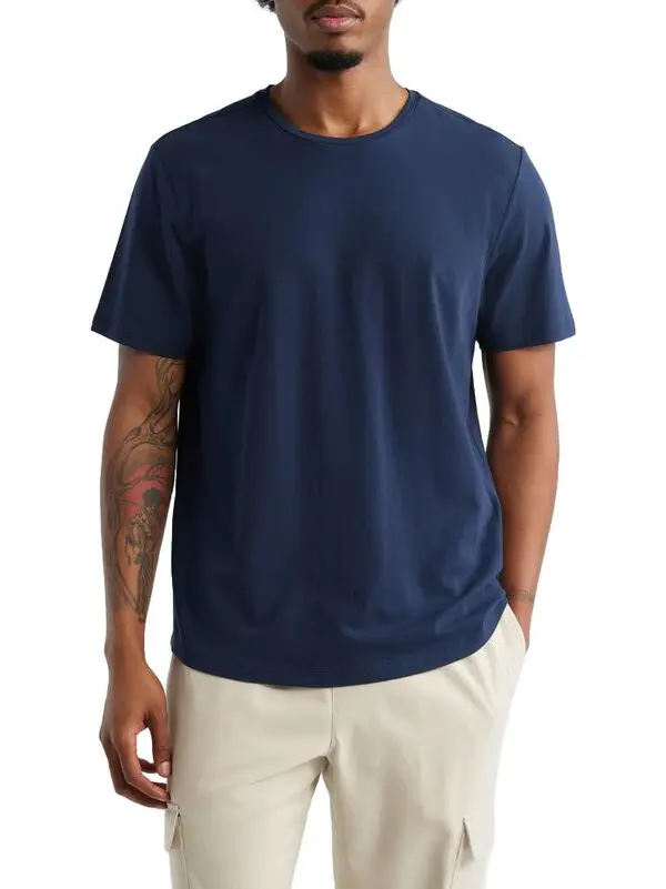 OPEN EDIT Crewneck Stretch Cotton T-shirt - Navy Eclipse