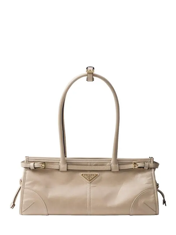 Prada Medium East-west Leather Shoulder Bag - Travertino