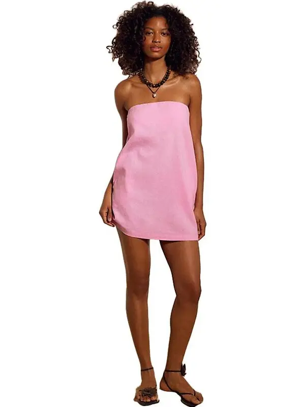 Free People Cotton-linen Mini Dress - Pink Taffy