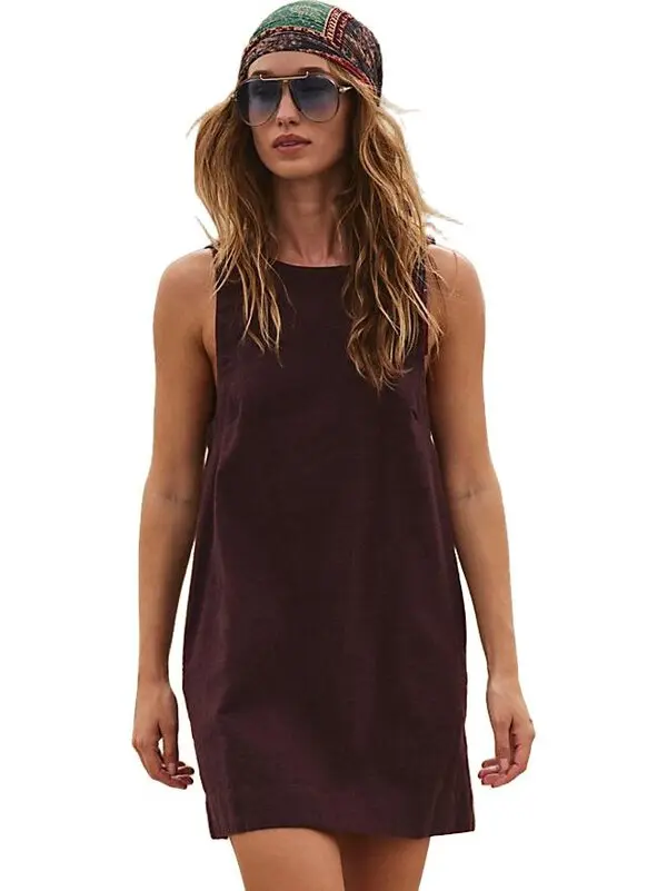 Free People Cotton-linen Mini Dress - Fudge
