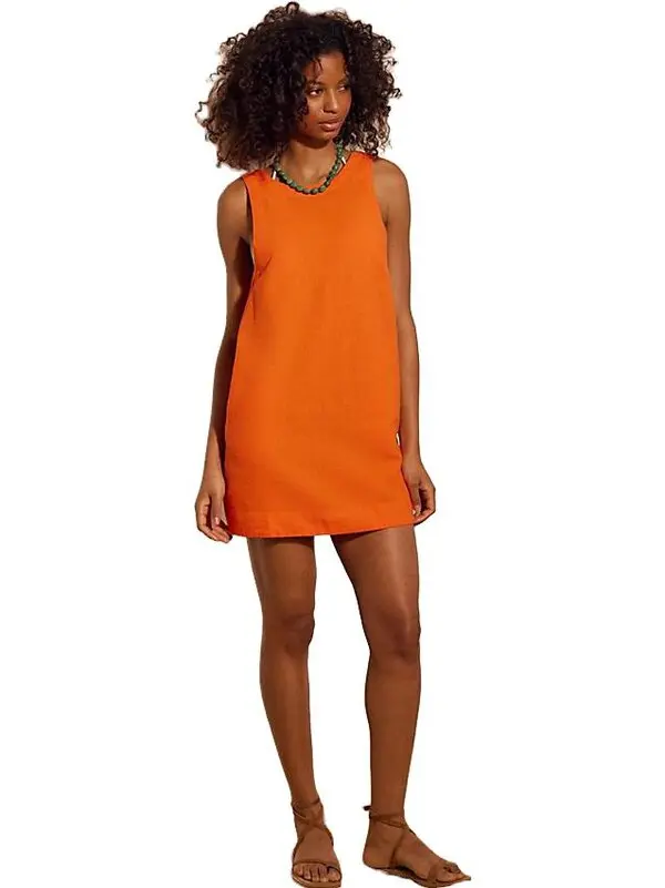 Free People Cotton-linen Mini Dress - Orange Trees