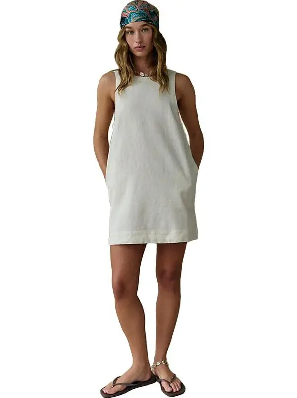 Free People Cotton-linen Mini Dress - Wet Plaster