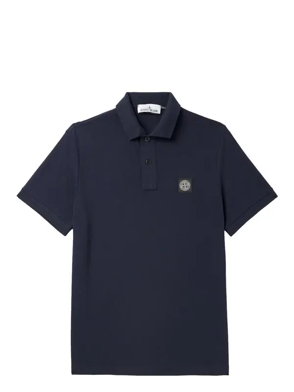 Stone Island Logo-appliquéd Cotton-blend Piqué Polo Shirt - Blue