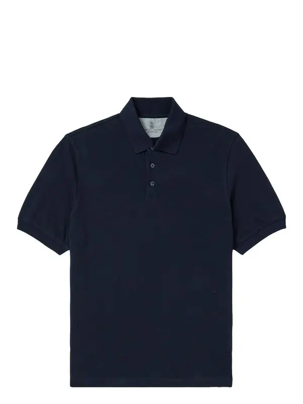 Brunello Cucinelli Cotton-piqué Polo Shirt - Blue