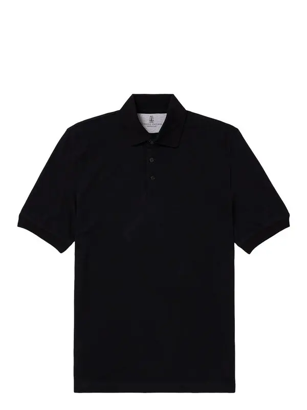 Brunello Cucinelli Slim-fit Cotton-piqué Polo Shirt - Black