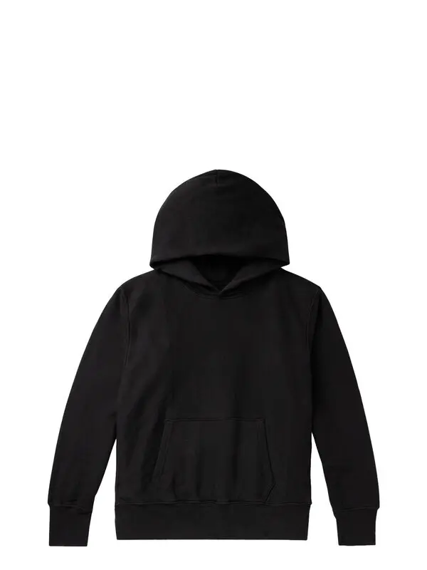 LES TIEN Garment-dyed Cotton-jersey Hoodie - Black
