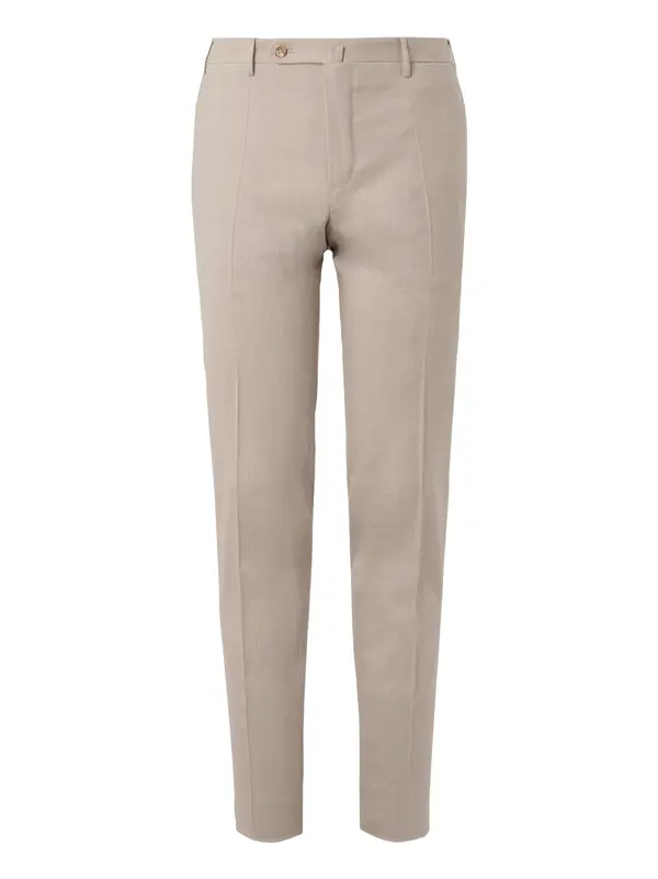 SLOWEAR Venezia 1951 Slim-fit Pleated Wool Trousers - Neutrals