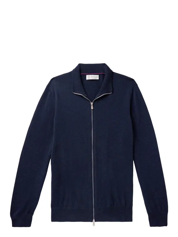 Brunello Cucinelli Cashmere Zip-up Sweater - Blue