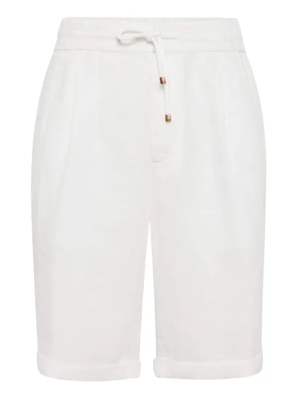 Brunello Cucinelli Drawstring Linen Bermuda Shorts - White