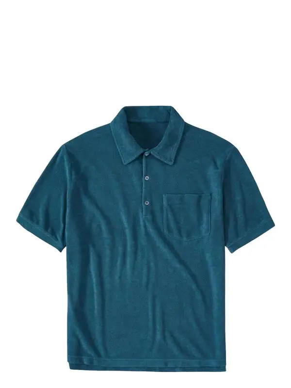 Closed Logo-embroidered Towelling Polo Shirt - Blue