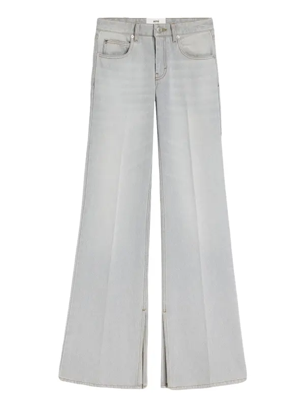 Ami High-rise Wide-leg Jeans - Grey