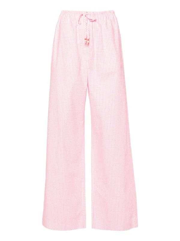 FORTE_FORTE Gingham-check Wide-leg Trousers - White