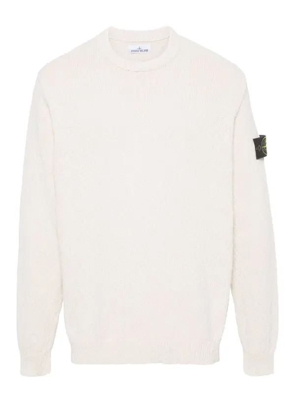 Stone Island Knitted Jumper With Compass Badge - Neutrals