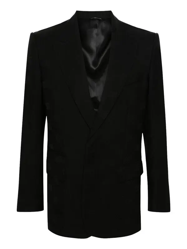 Dolce & Gabbana Monogram-jacquard Wool Blazer - Black
