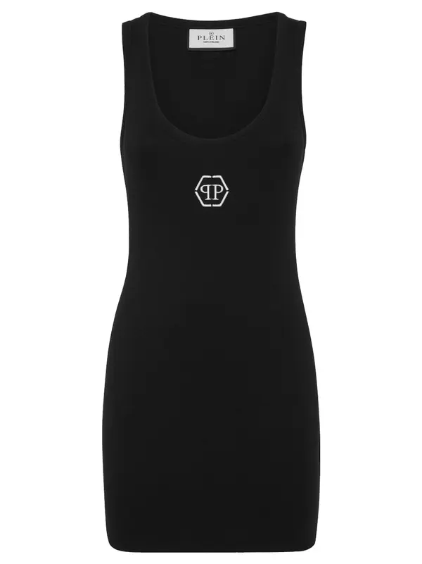 Philipp Plein Logo-embroidered Tank Dress - Black