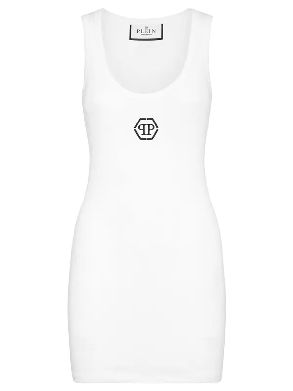 Philipp Plein Logo-embroidered Tank Dress - White