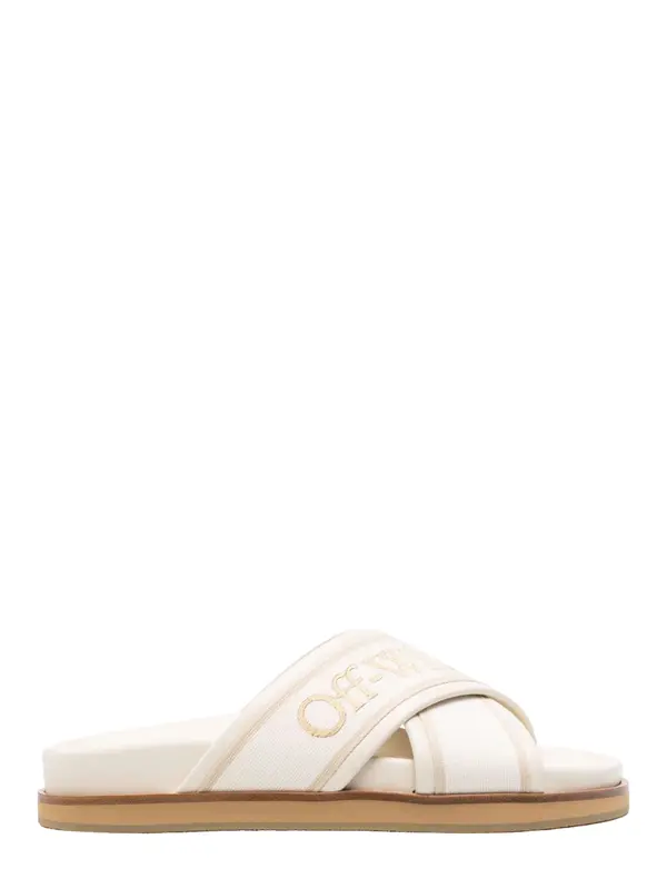 Off-White Logo-embroidered Slides - Neutrals