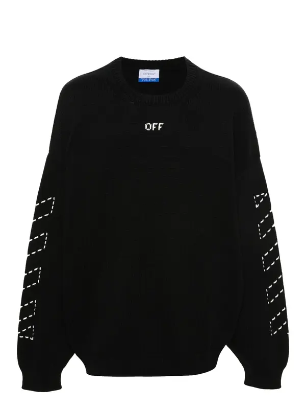 Off-White Diag-stripe Embroidered Jumper - Black