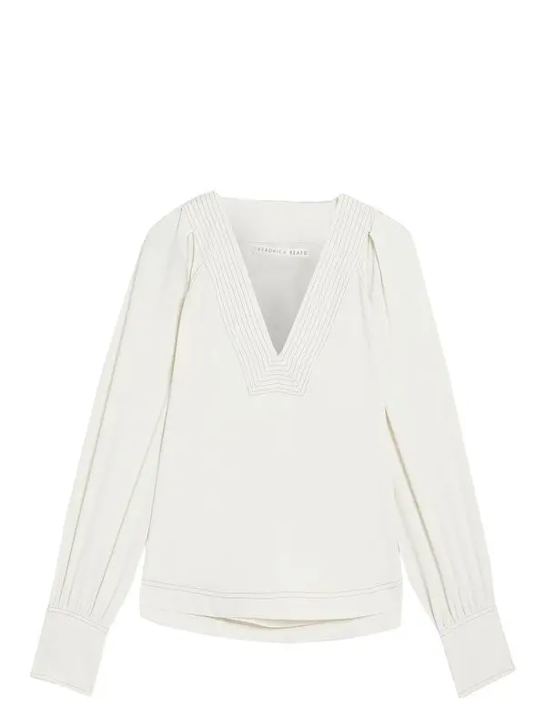Veronica Beard Osler Crepe Blouse - Off-white