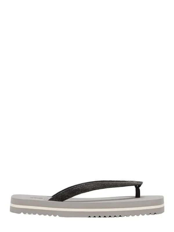 Brunello Cucinelli Monili-embellished Flip Flops - Black