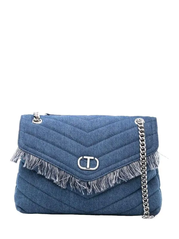 TWINSET Oval-t Denim Shoulder Bag - Blue