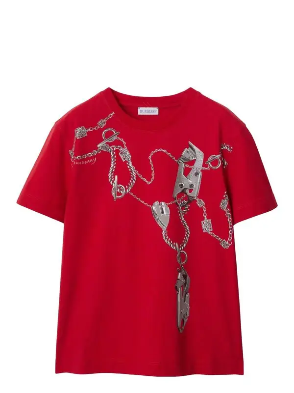 Burberry Knight Hardware Cotton T-shirt - Red